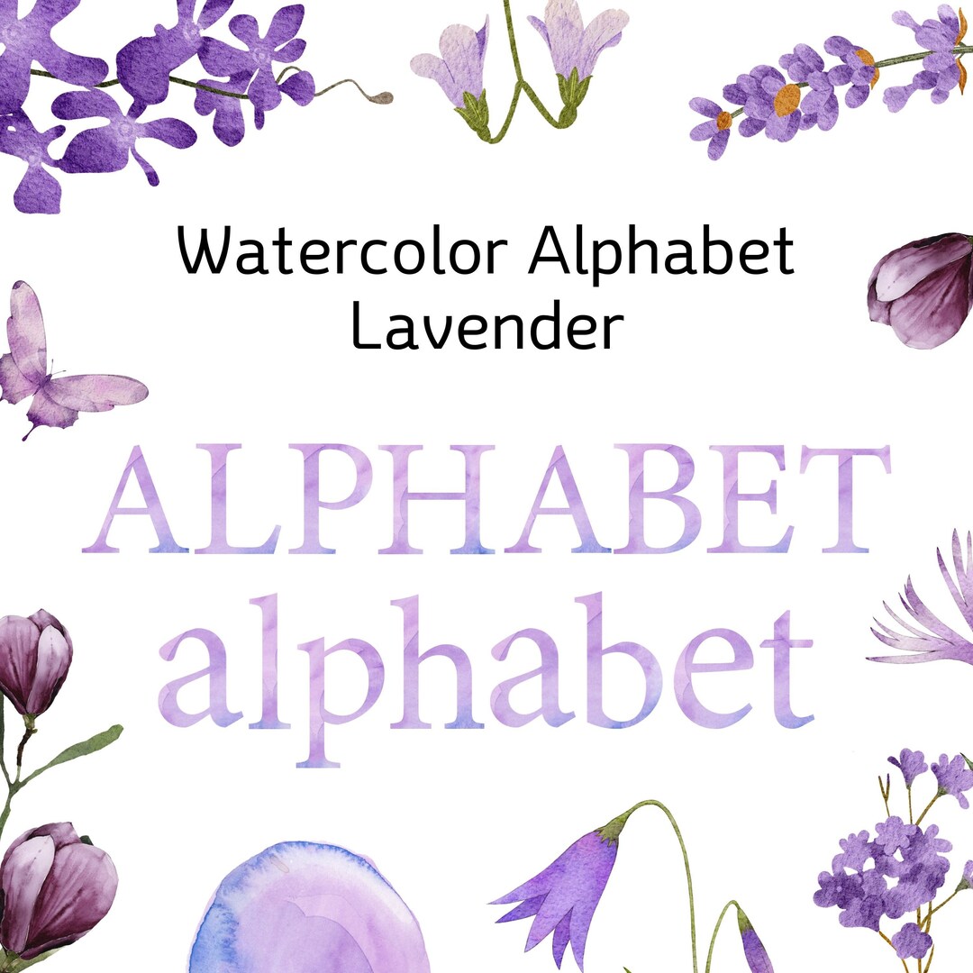 Lavender Watercolor Alphabet Clip Art, Purple Watercolor Letters ...