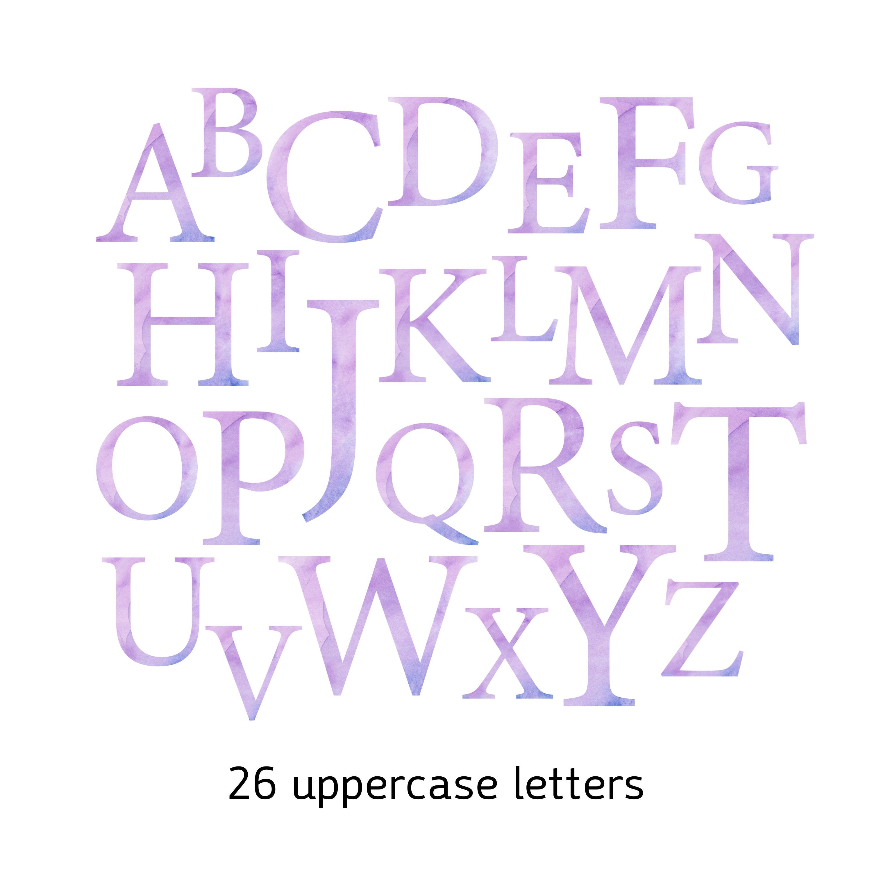 Lavender Watercolor Alphabet Clip Art, Purple Watercolor Letters ...