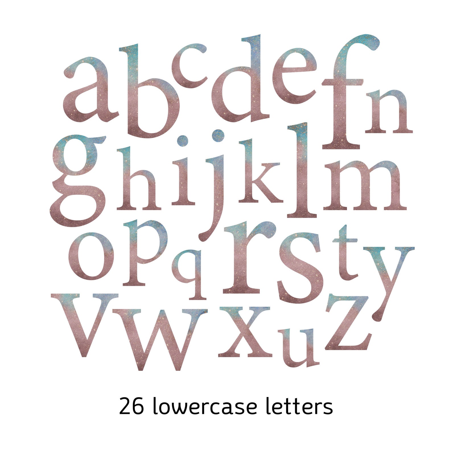 Galaxy Watercolor Alphabet Clip Art, Watercolor Letters, Digital ...