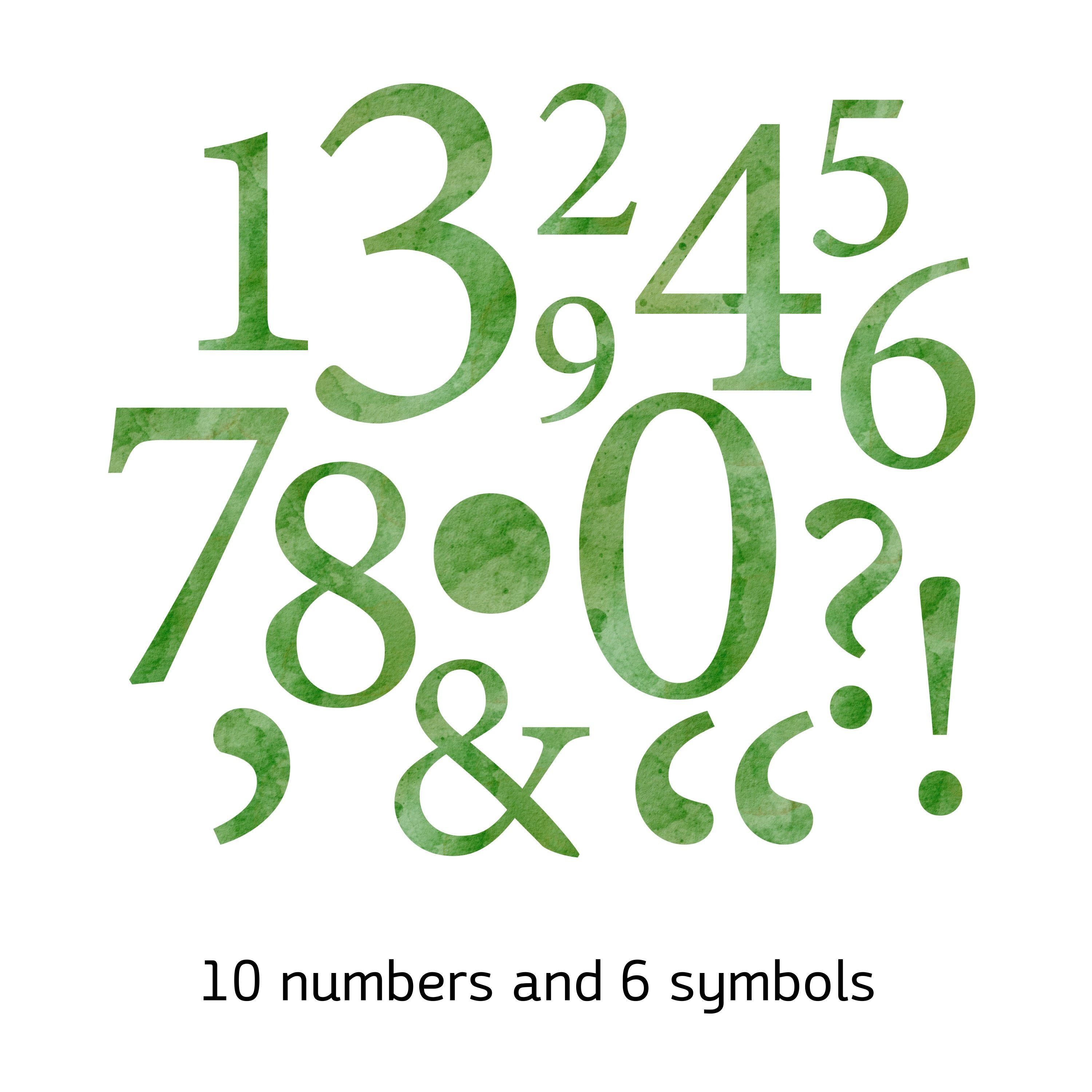 Natural Green Watercolor Alphabet Clip Art, Watercolor Letters, Digital ...