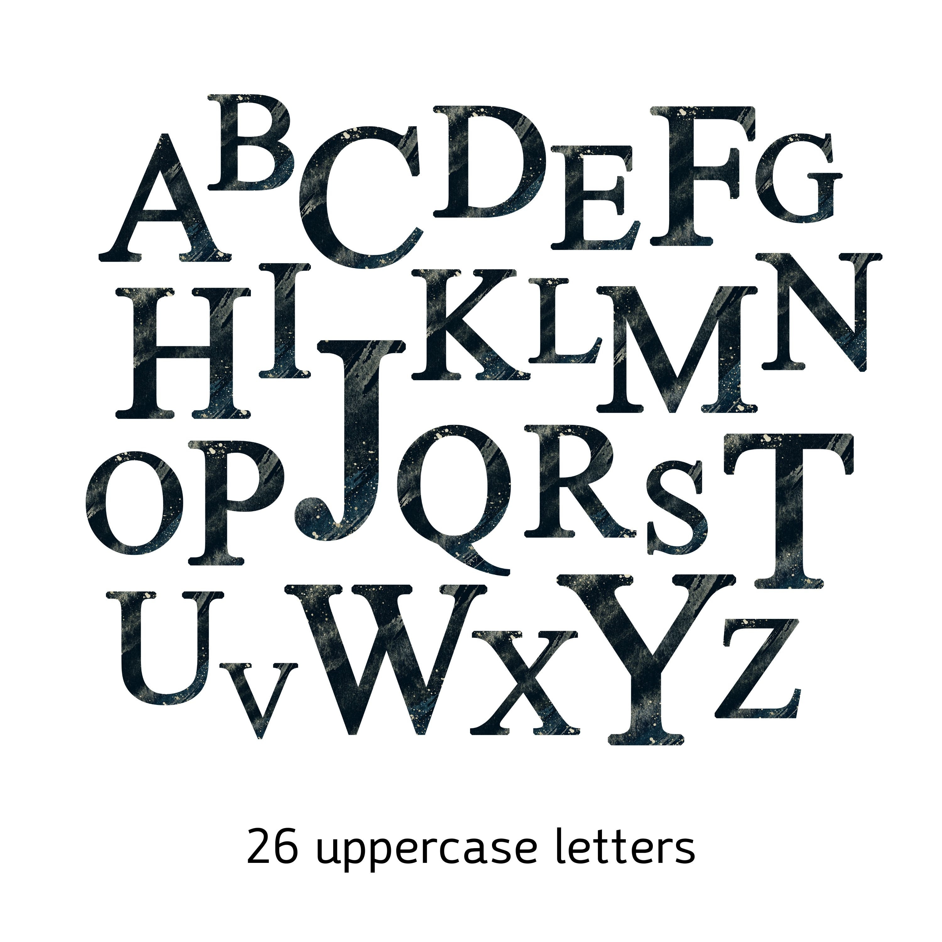 Golden Marble Watercolor Alphabet Clip Art, Black Watercolor Letters ...