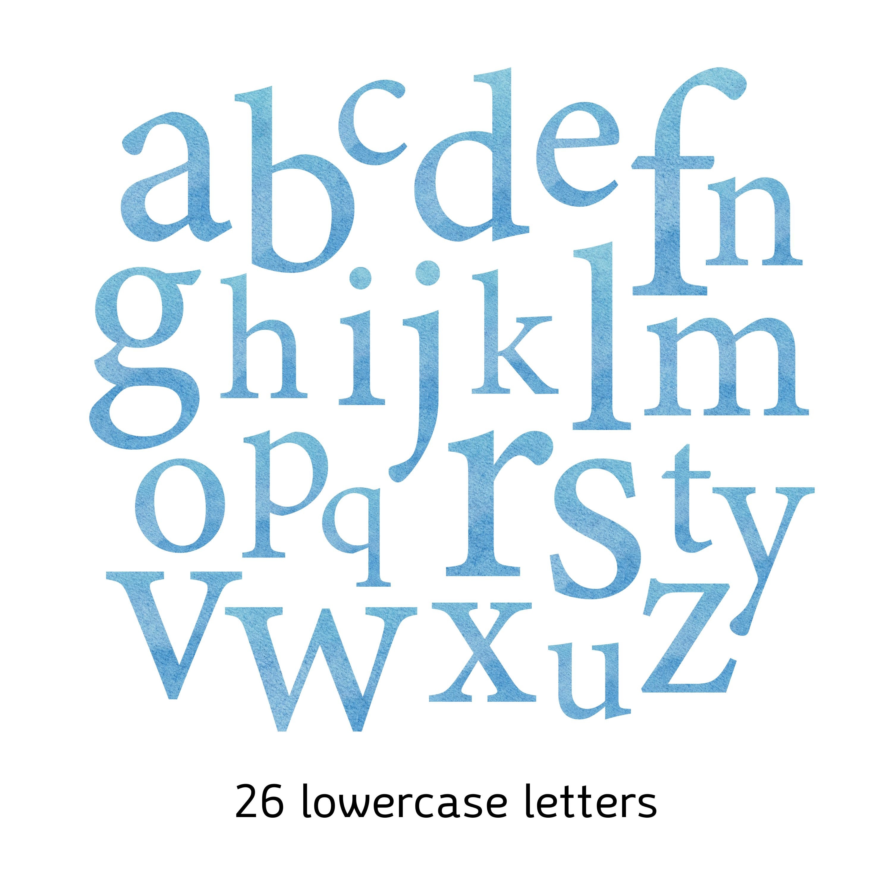 Ocean Blue Watercolor Alphabet Clip Art, Watercolor Letters, Digital ...