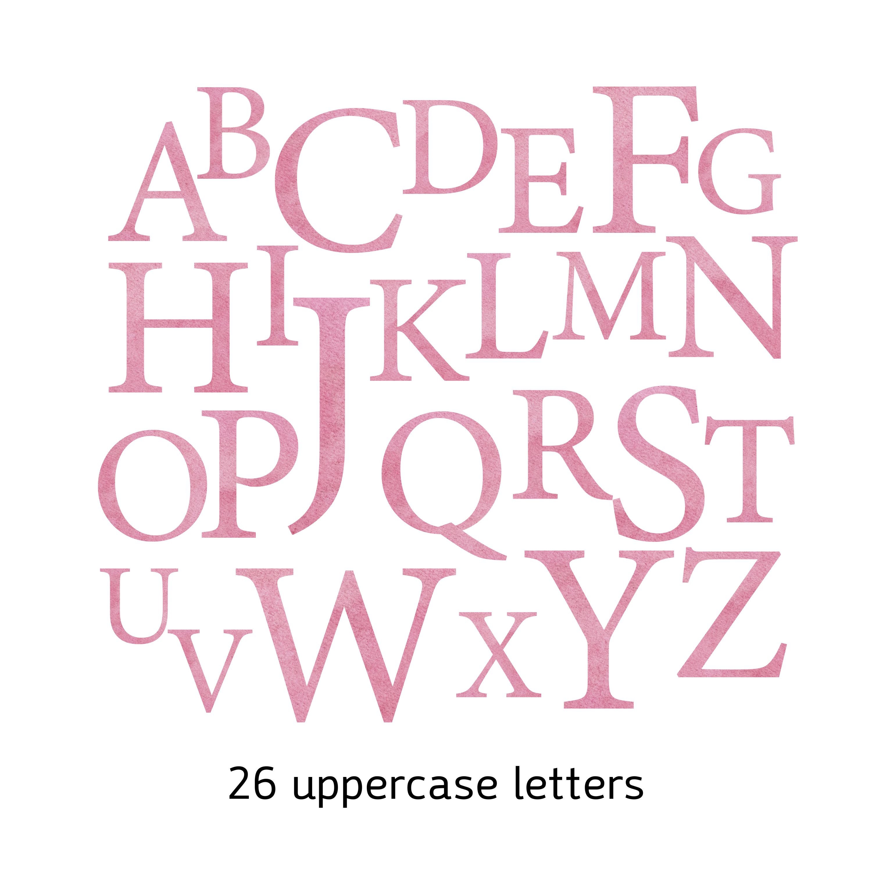 Pink Watercolor Alphabet Clip Art, Watercolor Letters, Digital Clipart ...
