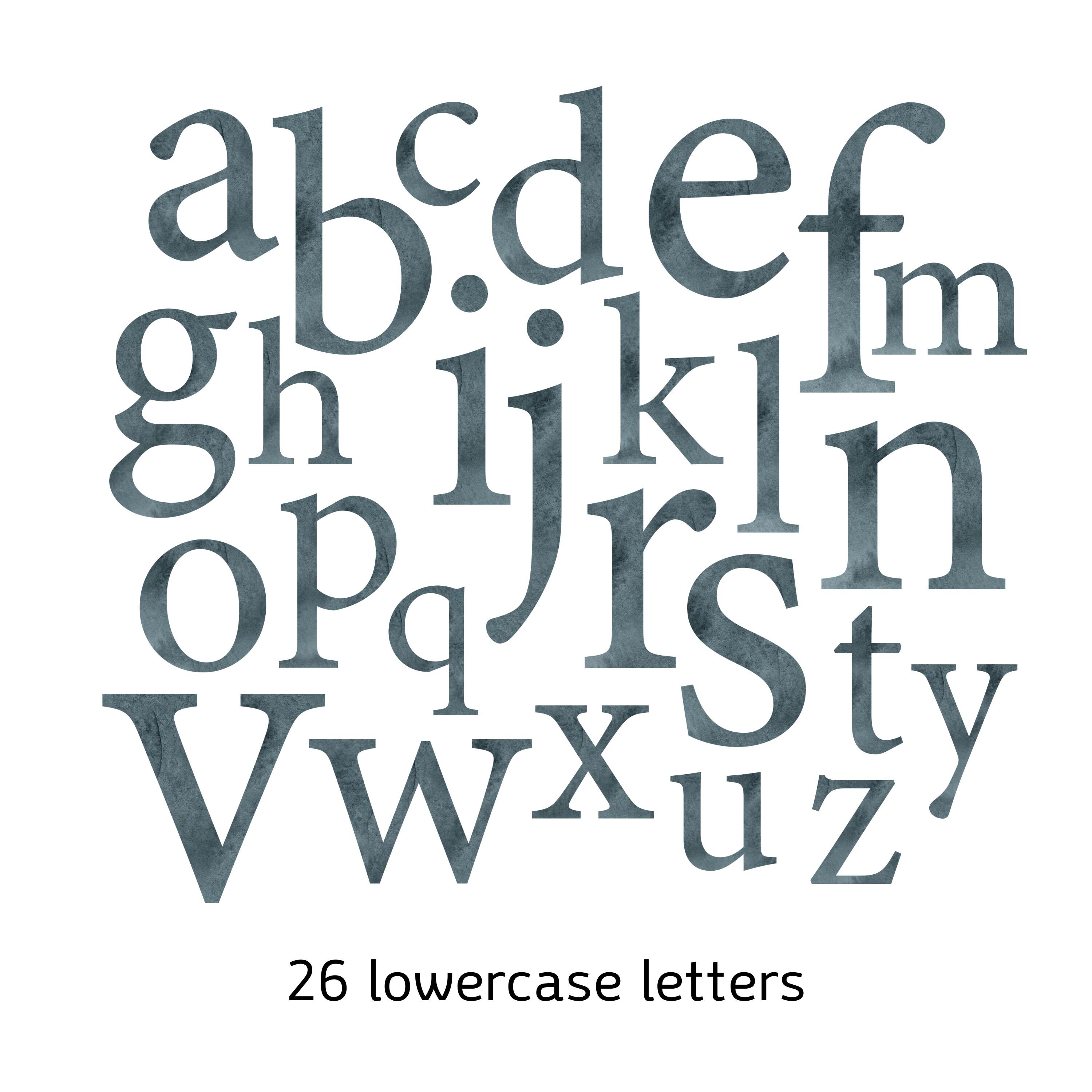 Cozy Gray Watercolor Alphabet Clip Art, Watercolor Letters, Digital ...