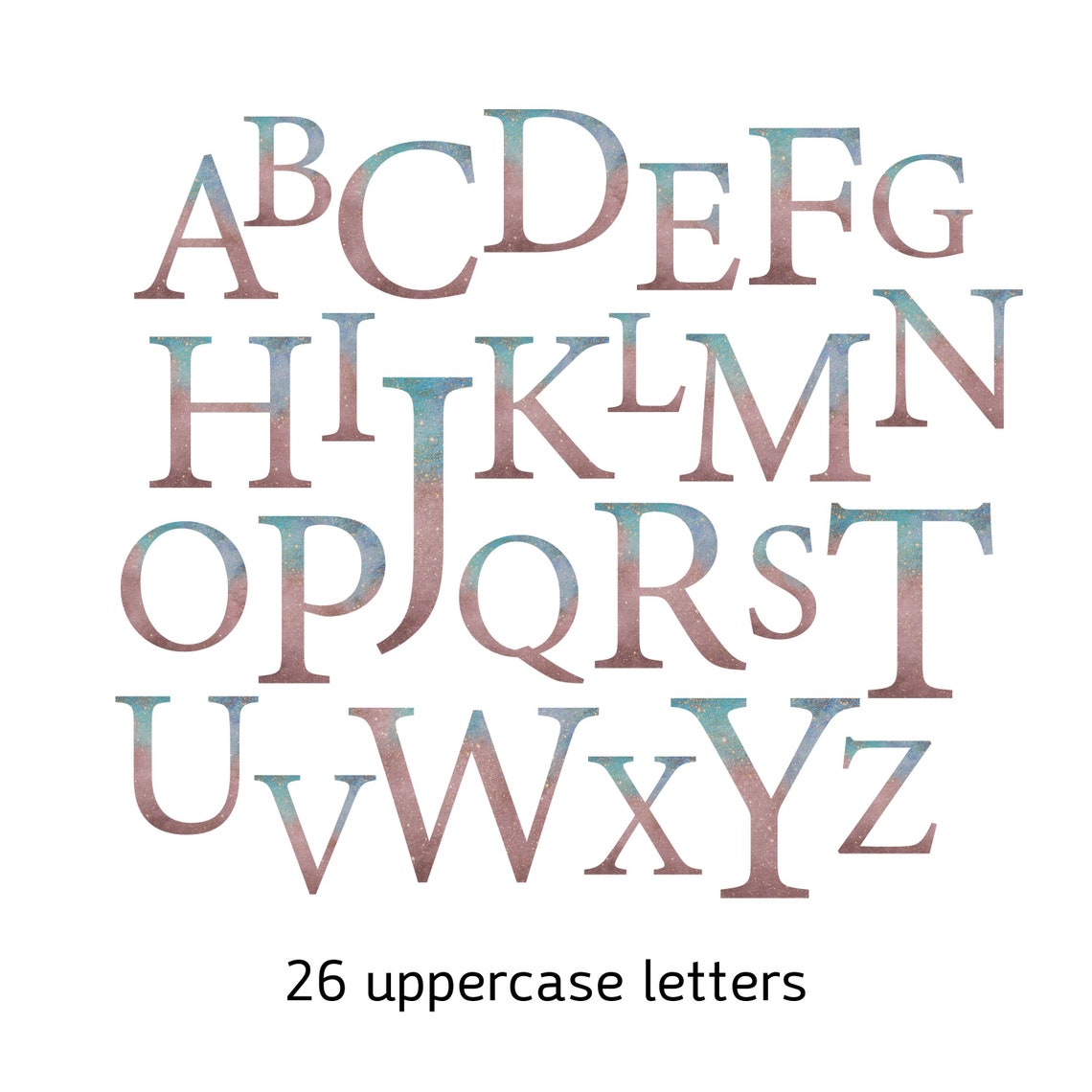 Galaxy Watercolor Alphabet Clip Art, Watercolor Letters, Digital ...