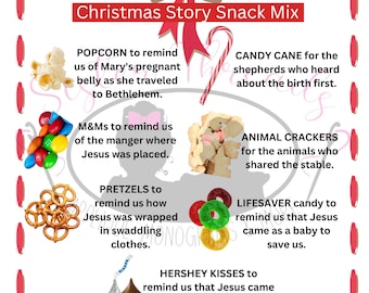 INSTANT DOWNLOAD Christmas Story Printables Snack Mix Nativity Legend ...