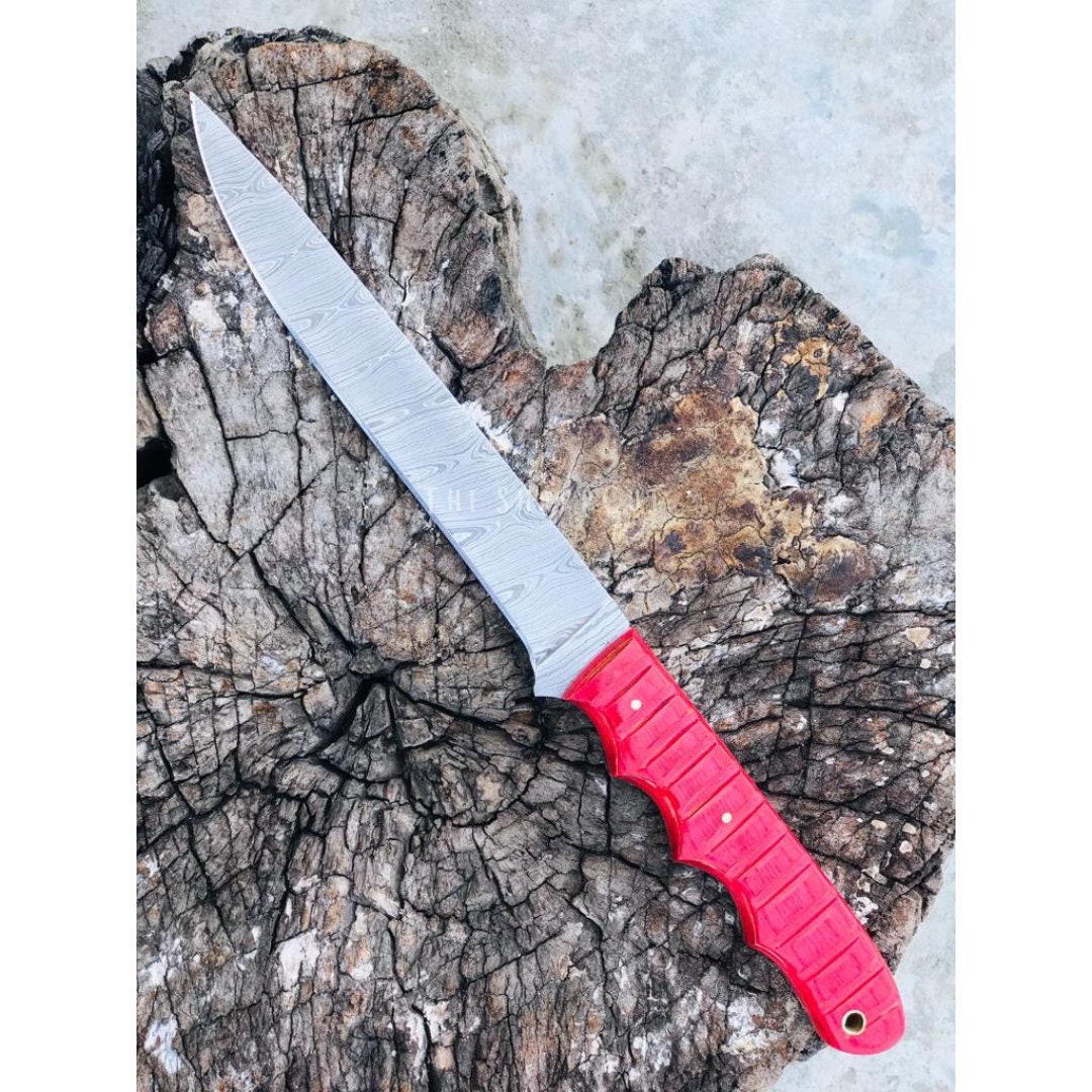 Damascus Steel Fillet Fishing Knife, Handmade Fillet Knife for Dad ...