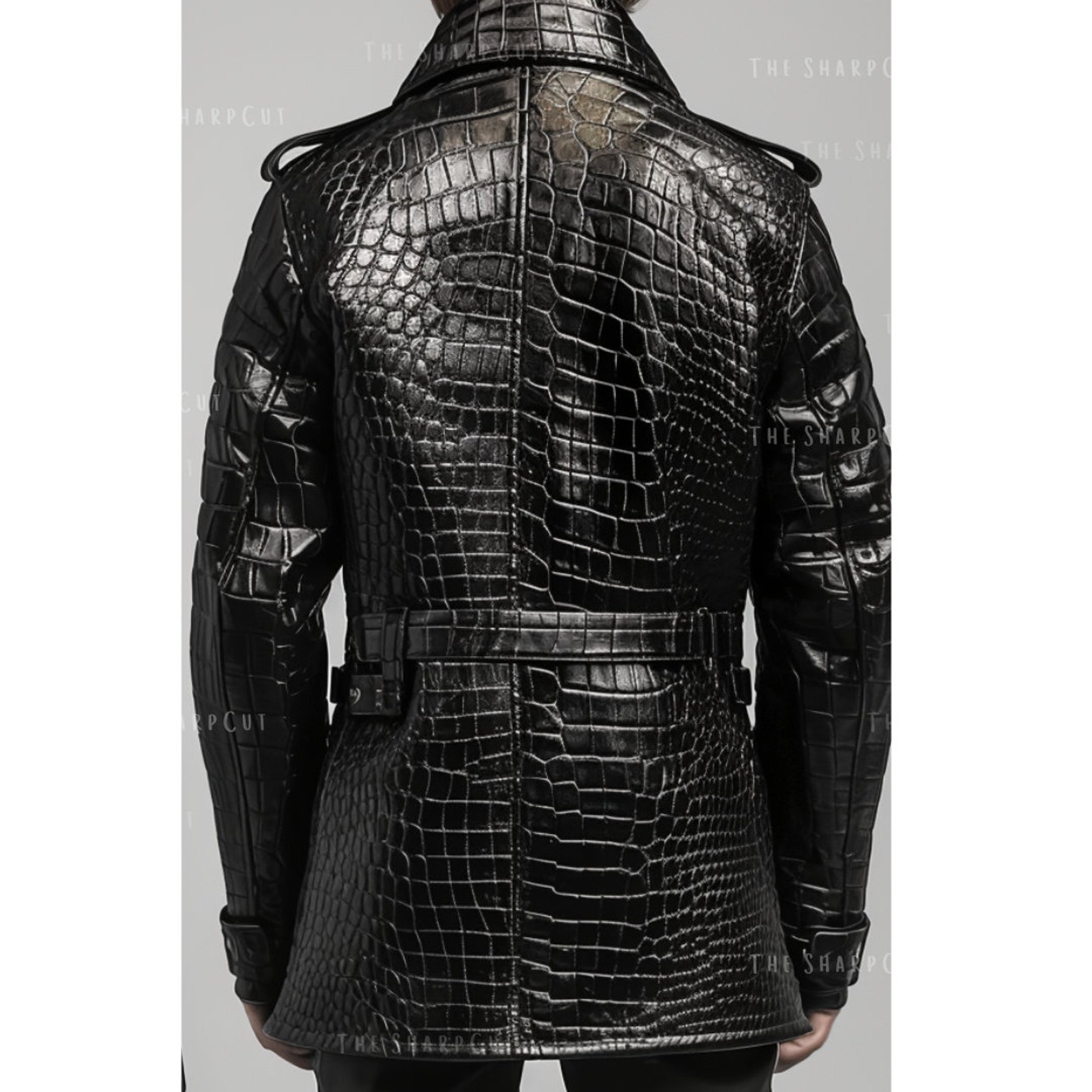 BLACK ALLIGATOR CROCODILE Leather Men Jacket Motorcycle Leather Jacket ...