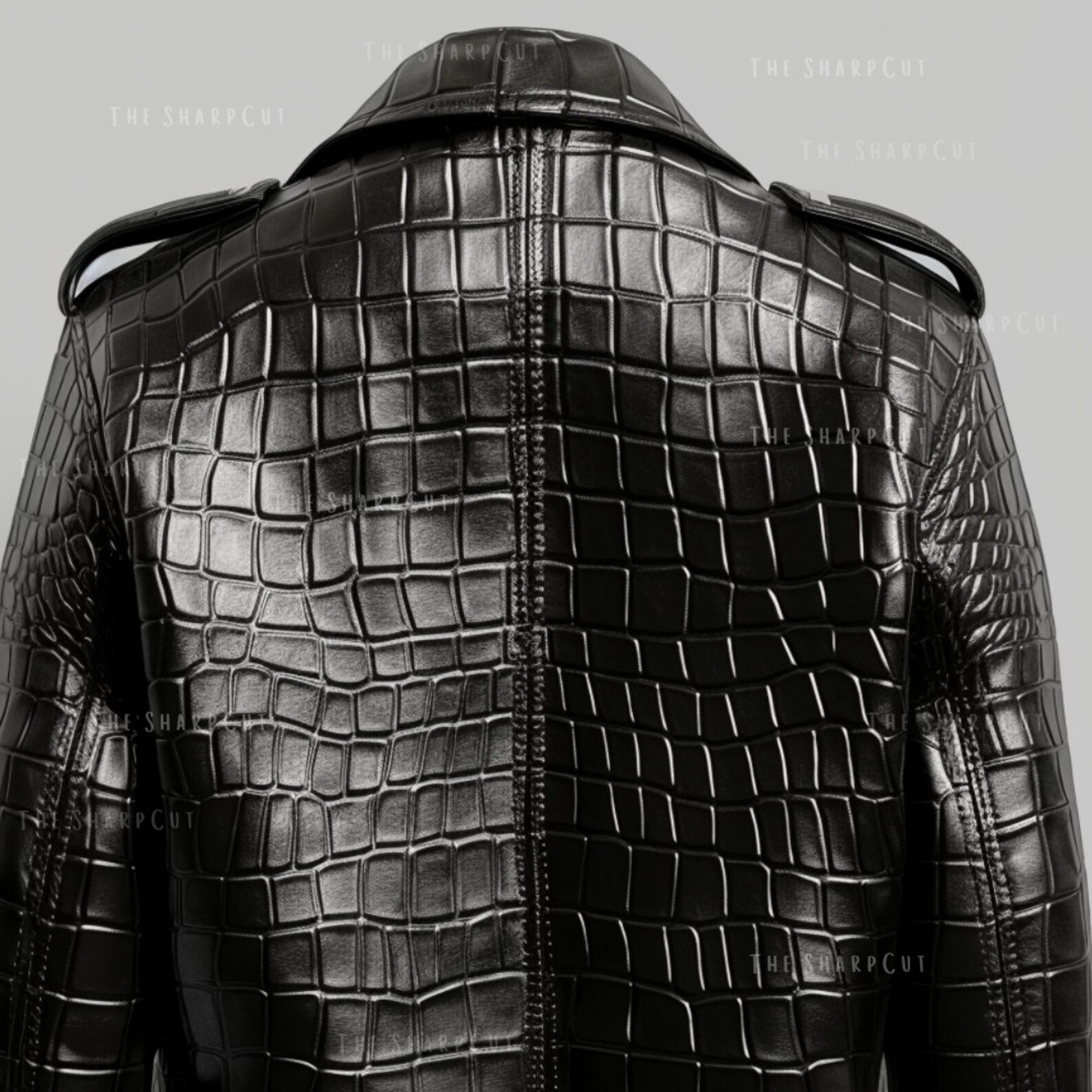 BLACK ALLIGATOR CROCODILE Leather Men Jacket Motorcycle Leather Jacket Gift for Him halloween ...