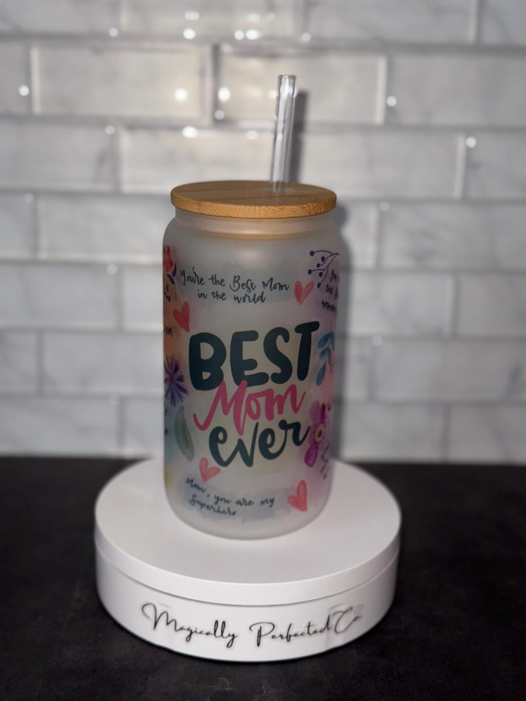 Best Mom Glass Cup Hot and Cold Drink, Reusable Coffee or Tea Cup, Mom ...