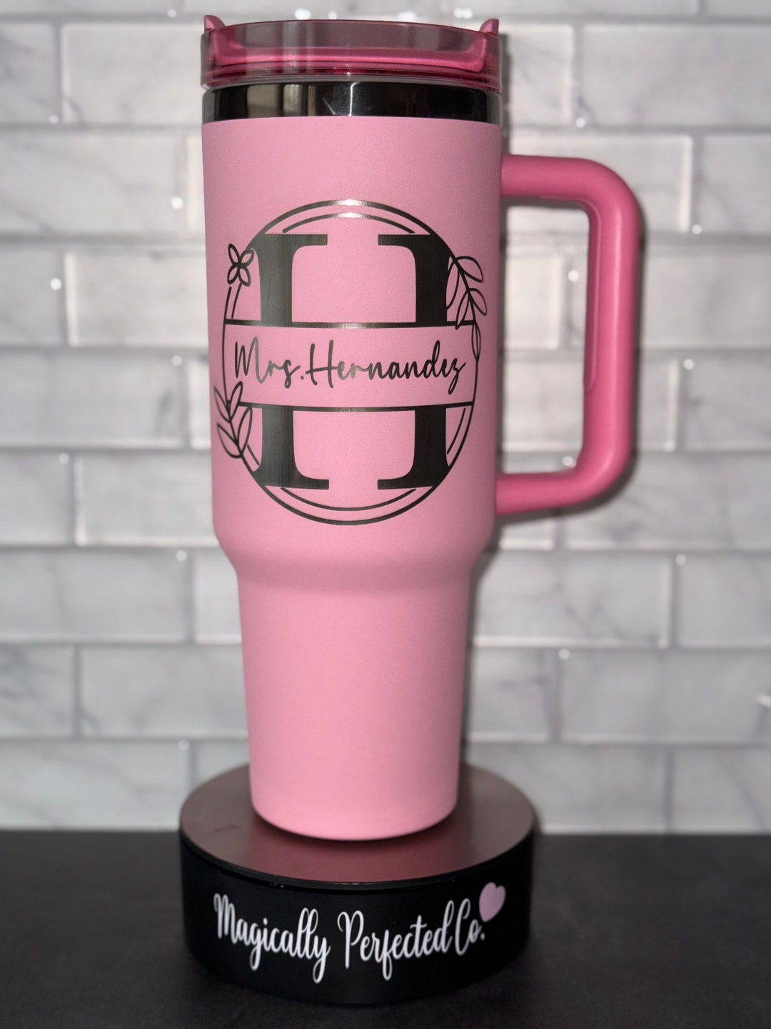 Personalized 40oz Tumbler: Laser Engraved Insulated Cup With Handle - Etsy