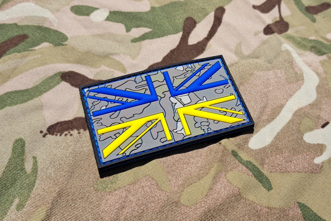 British UK Union Jack Flag Ukrainian Support Camo PVC Patch - Ukraine ...