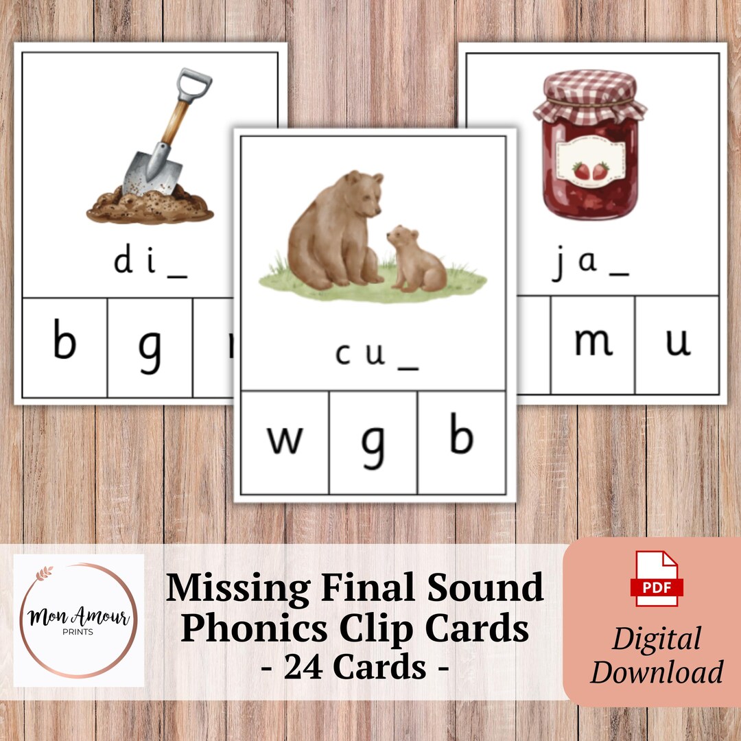 Final Sound Phonics Clip Cards | CVC Word Endings | Spelling ...