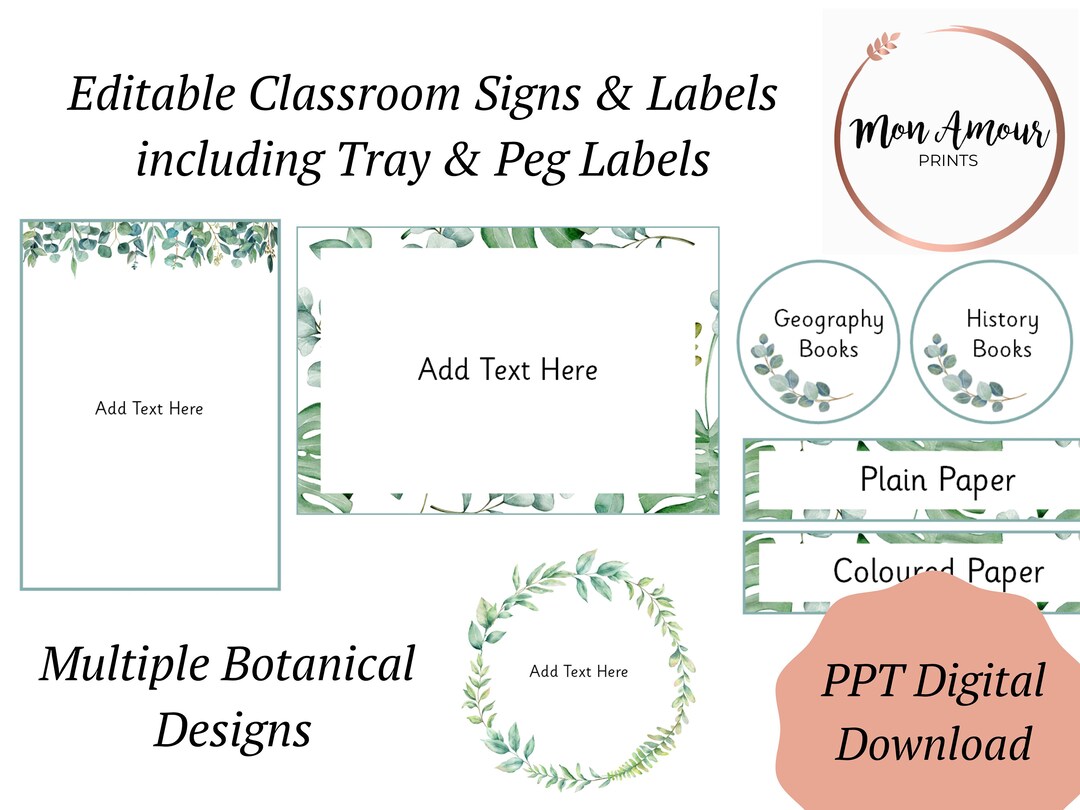 Editable Classroom Signs Bunting Display Headers Natural School Decor ...