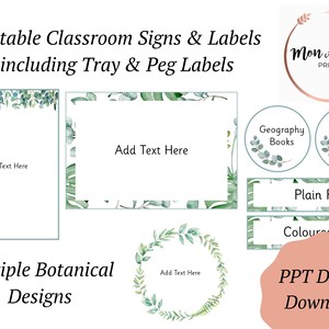 Editable Classroom Signs Bunting Display Headers Natural School Decor ...