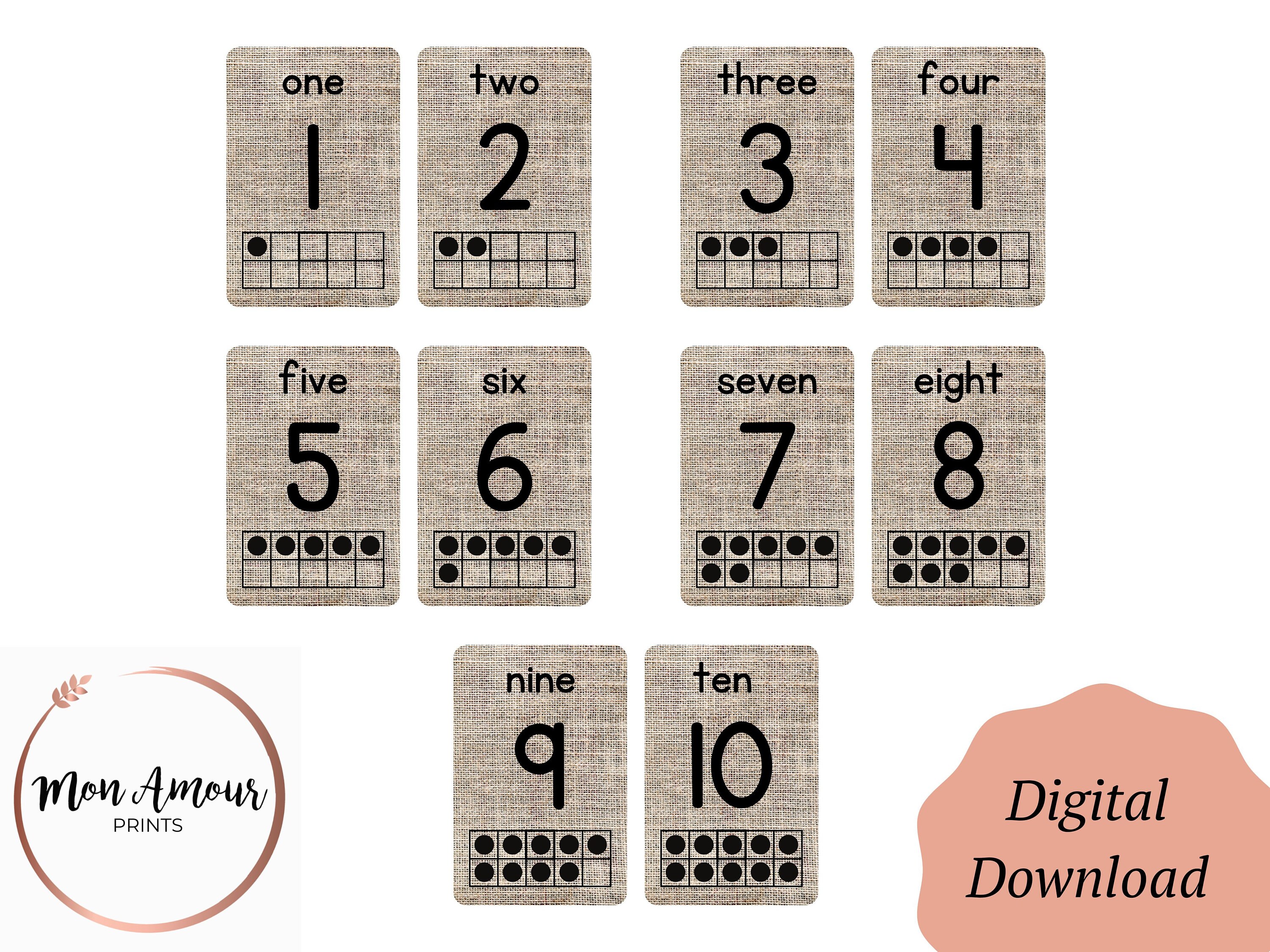 Hessian 10s Frame Posters Number Cards From 1 to 10 Place - Etsy UK