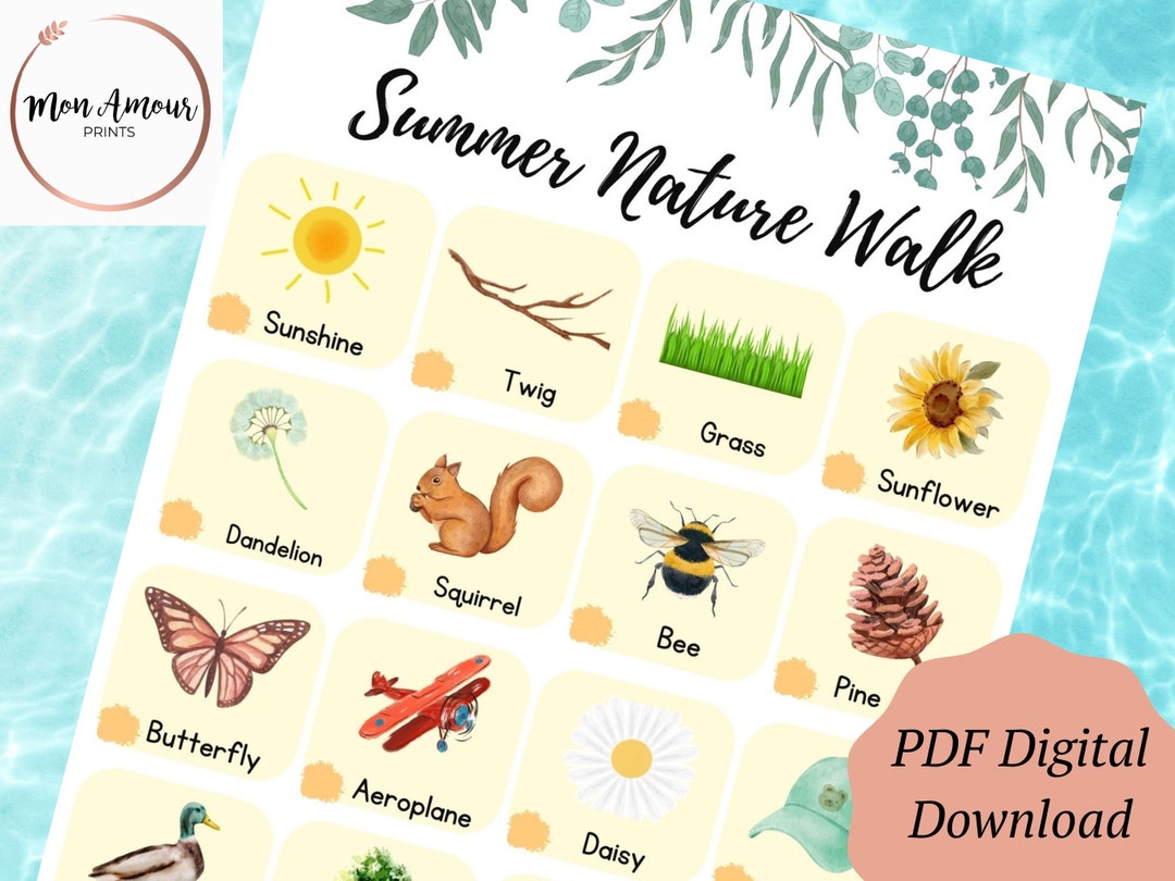 Printable Summer Nature Walk Nature Scavenger Hunt Children's Outdoor ...