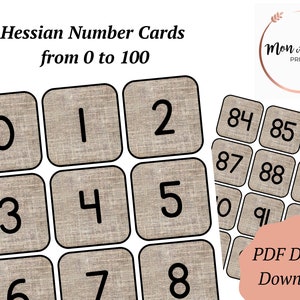 Hessian Flashcards to 100 | Number Cards From 0 to 100 | Natural ...