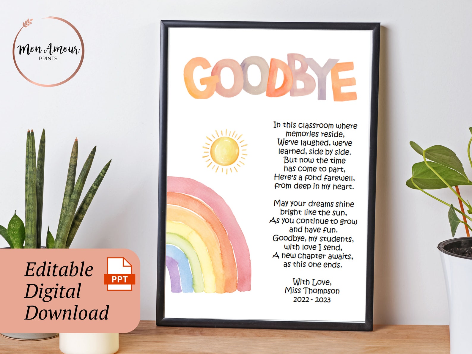 Editable End of Year Poem | Goodbye Print for Students | End of School ...