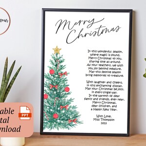 Editable Christmas Poem From Teacher to Children | Christmas Letter ...