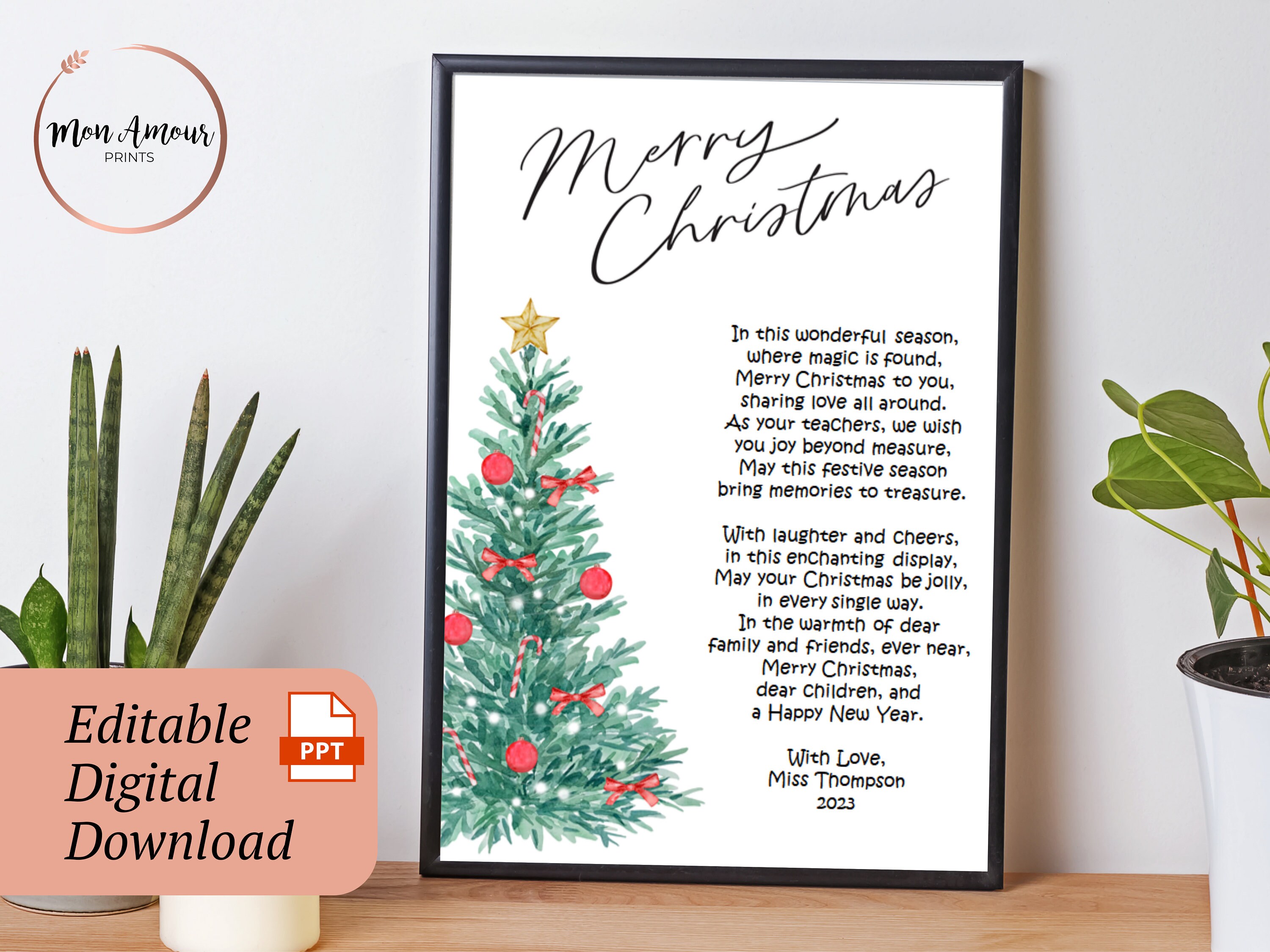 Editable Christmas Poem From Teacher to Children | Christmas Letter ...