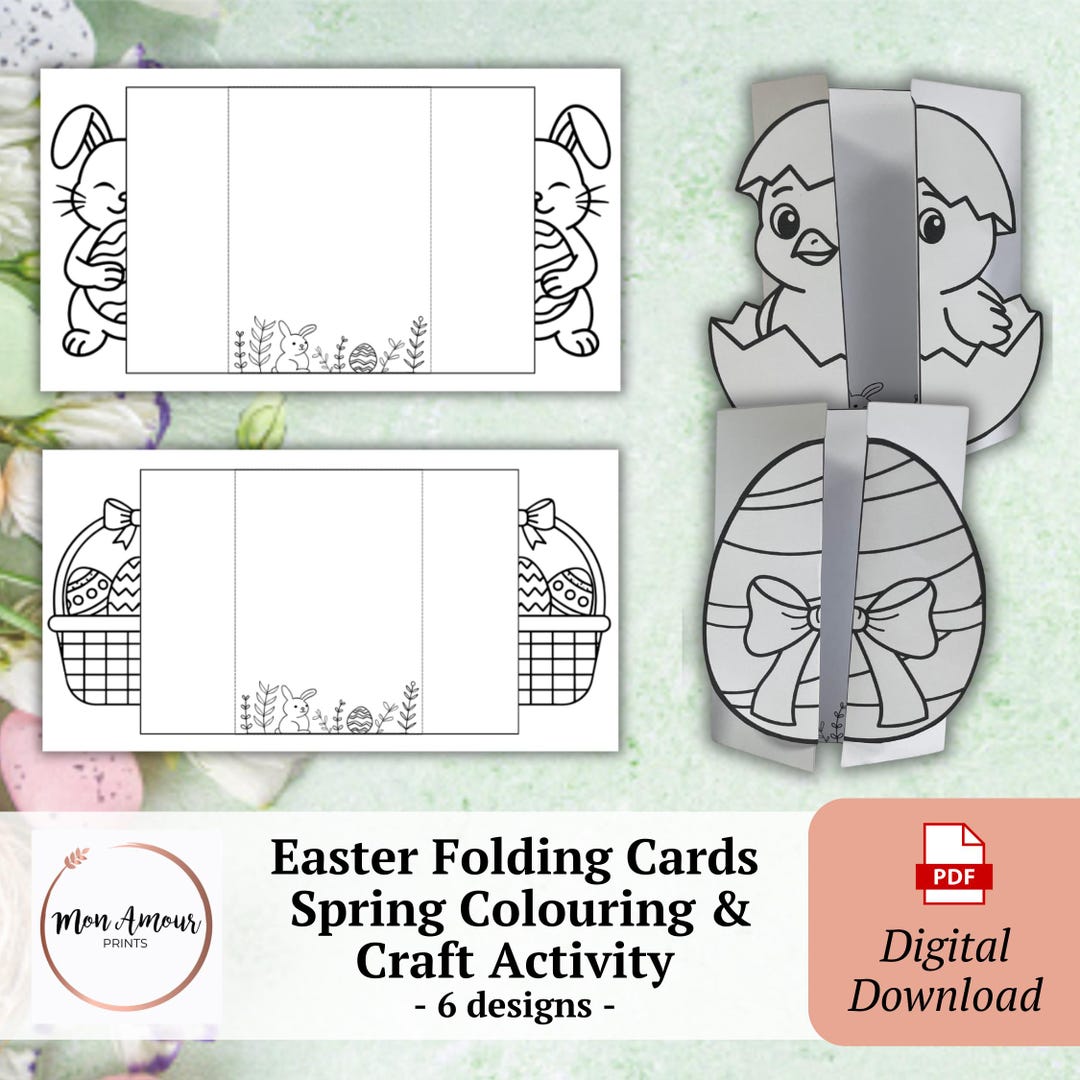 Easter Cards for Kids | DIY Spring Foldable Cards | Spring Coloring ...