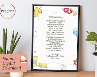 Editable End of Year Poem Goodbye Print for Students End of School ...