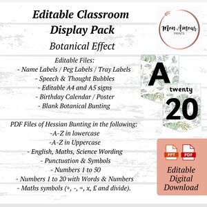 Editable Classroom Display Pack | Botanical Bunting | Display Headers ...