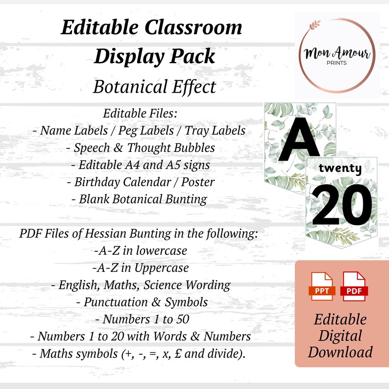 Editable Classroom Display Pack Botanical Bunting Display Headers ...
