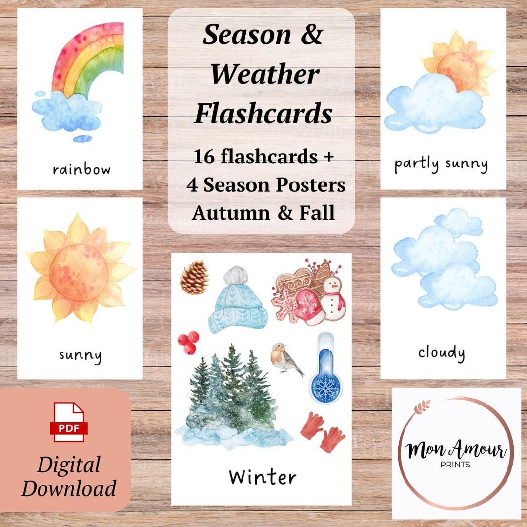 Weather Flashcards | Seasons of the Year Poster | Home School Weather ...