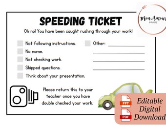 Speeding Tickets Classroom Management - Etsy