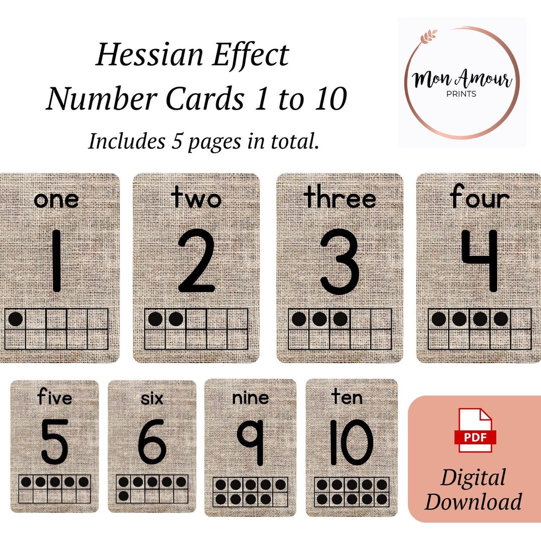 Hessian 10s Frame Posters | Number Cards From 1 to 10 | Place Value ...