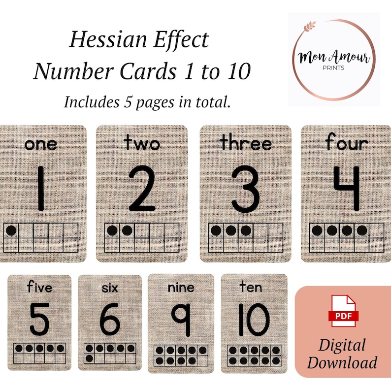Hessian 10s Frame Posters | Number Cards From 1 to 10 | Place Value ...