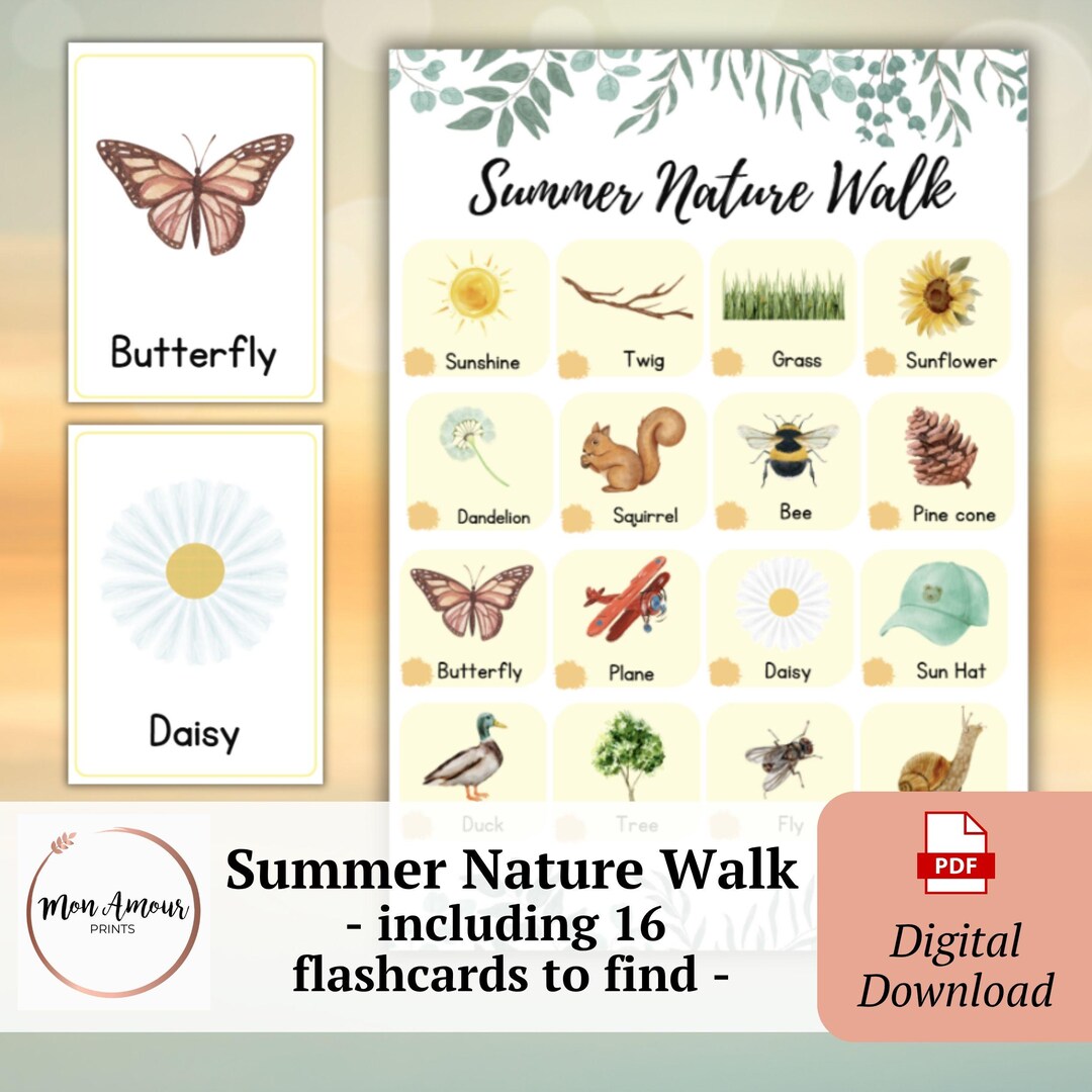 Summer Nature Walk & Flashcards | Scavenger Hunt | Children's Outdoor ...