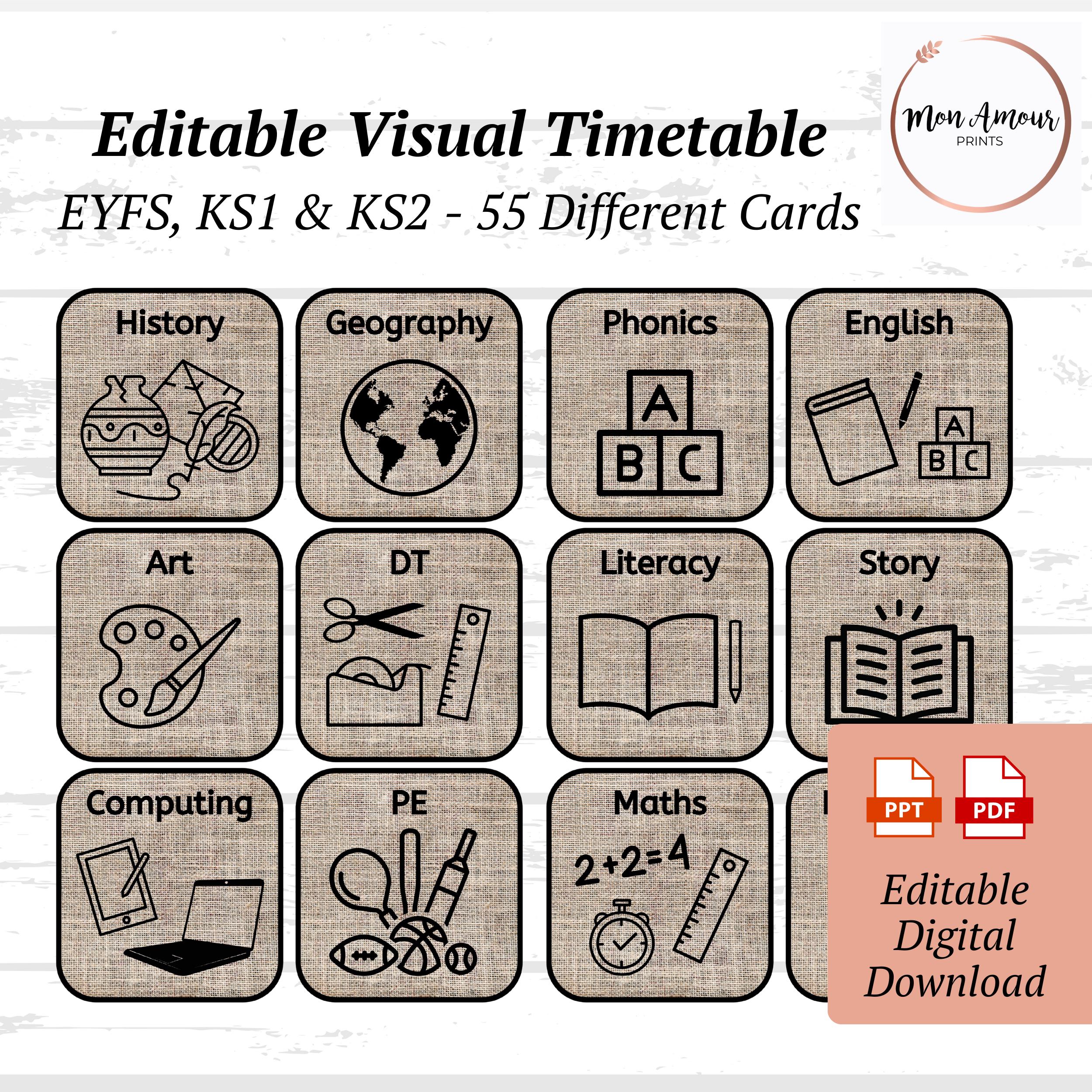 Editable Hessian Visual Timetable for Early Years, KS1, KS2 | School ...
