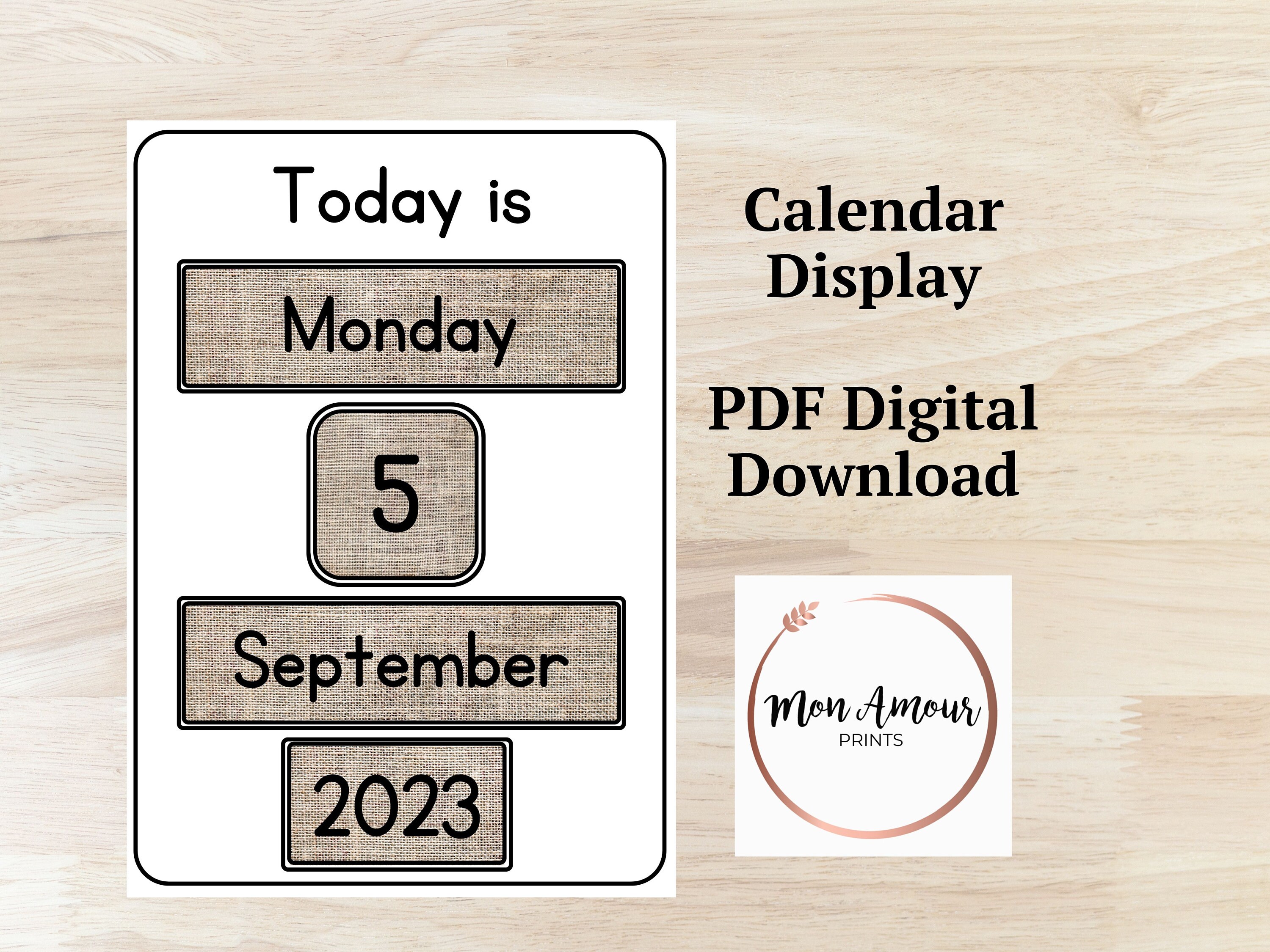Editable Calendar Display | Days of the Week | Months of the Year ...