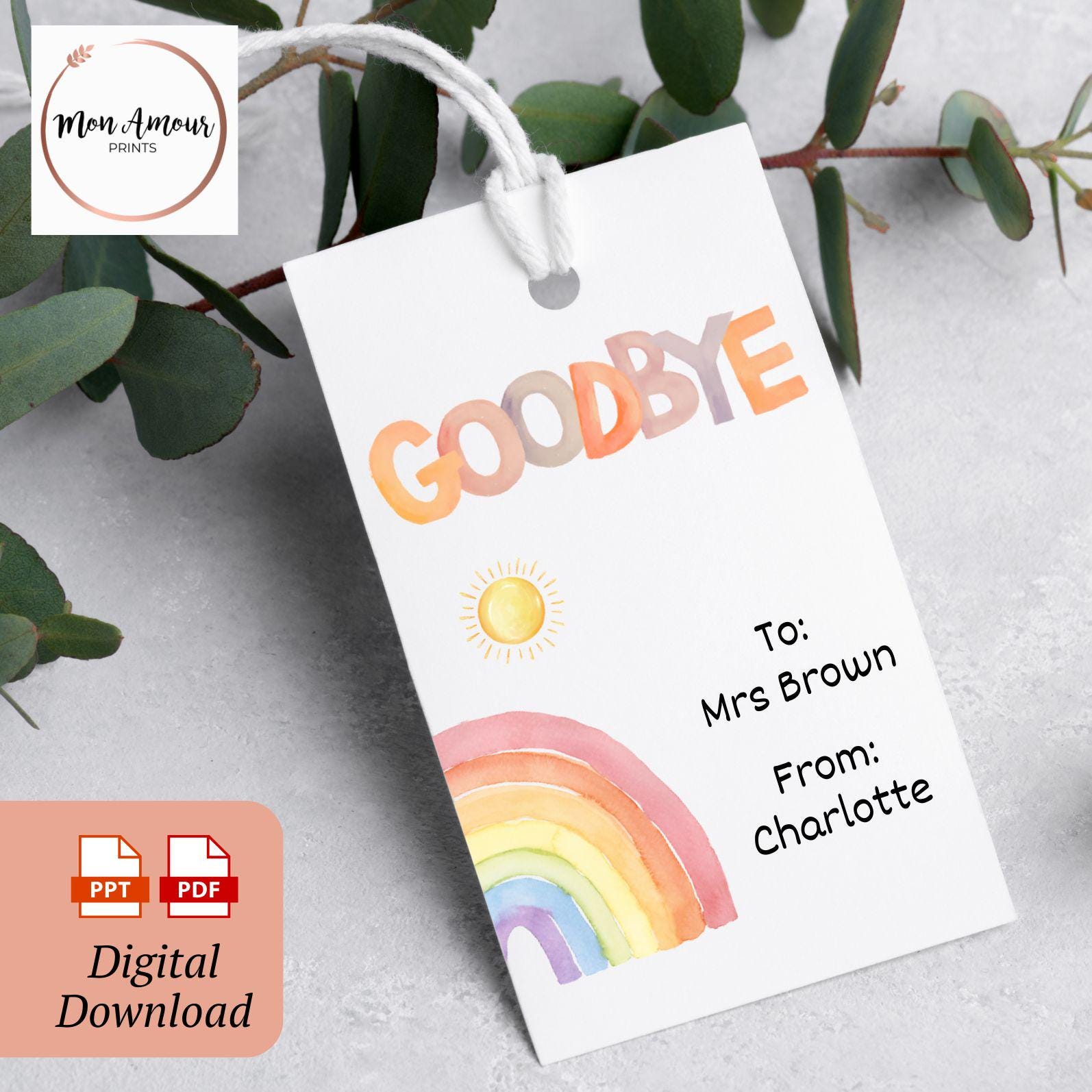 Editable Goodbye Gift Tag | Printable Farewell Tag for Teacher, Nursery ...