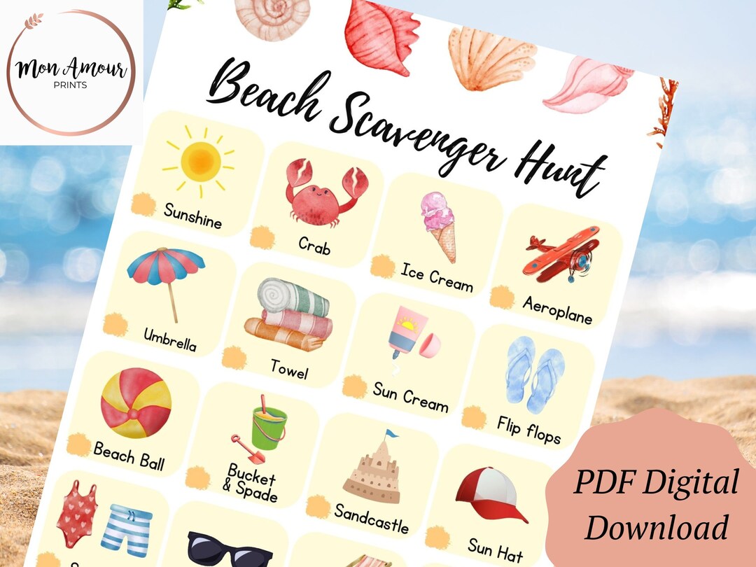 Printable Beach Nature Walk | Nature Scavenger Hunt | Children's ...