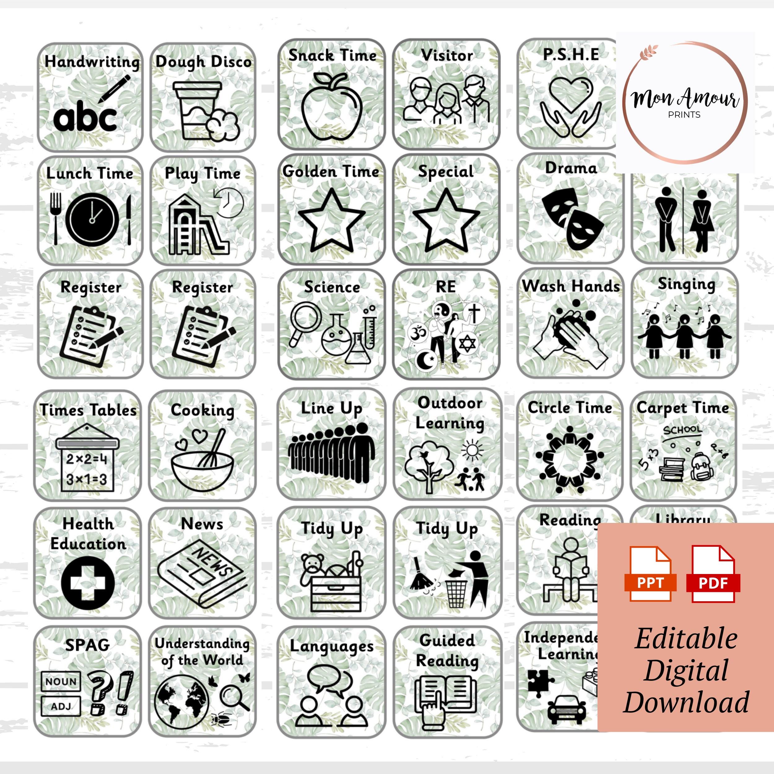 Editable Botanical Visual Timetable for Early Years, KS1, KS2 | School ...