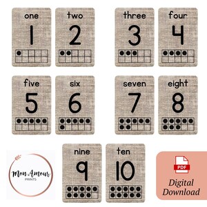 Hessian 10s Frame Posters | Number Cards From 1 to 10 | Place Value ...