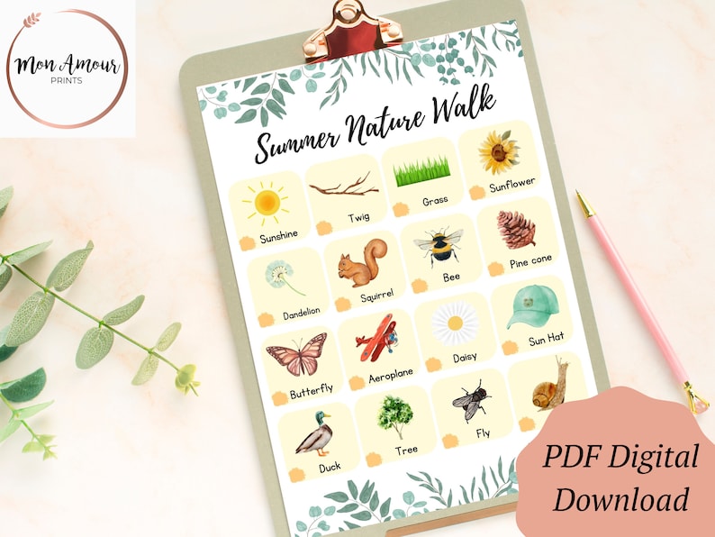 Printable Summer Nature Walk Nature Scavenger Hunt - Etsy