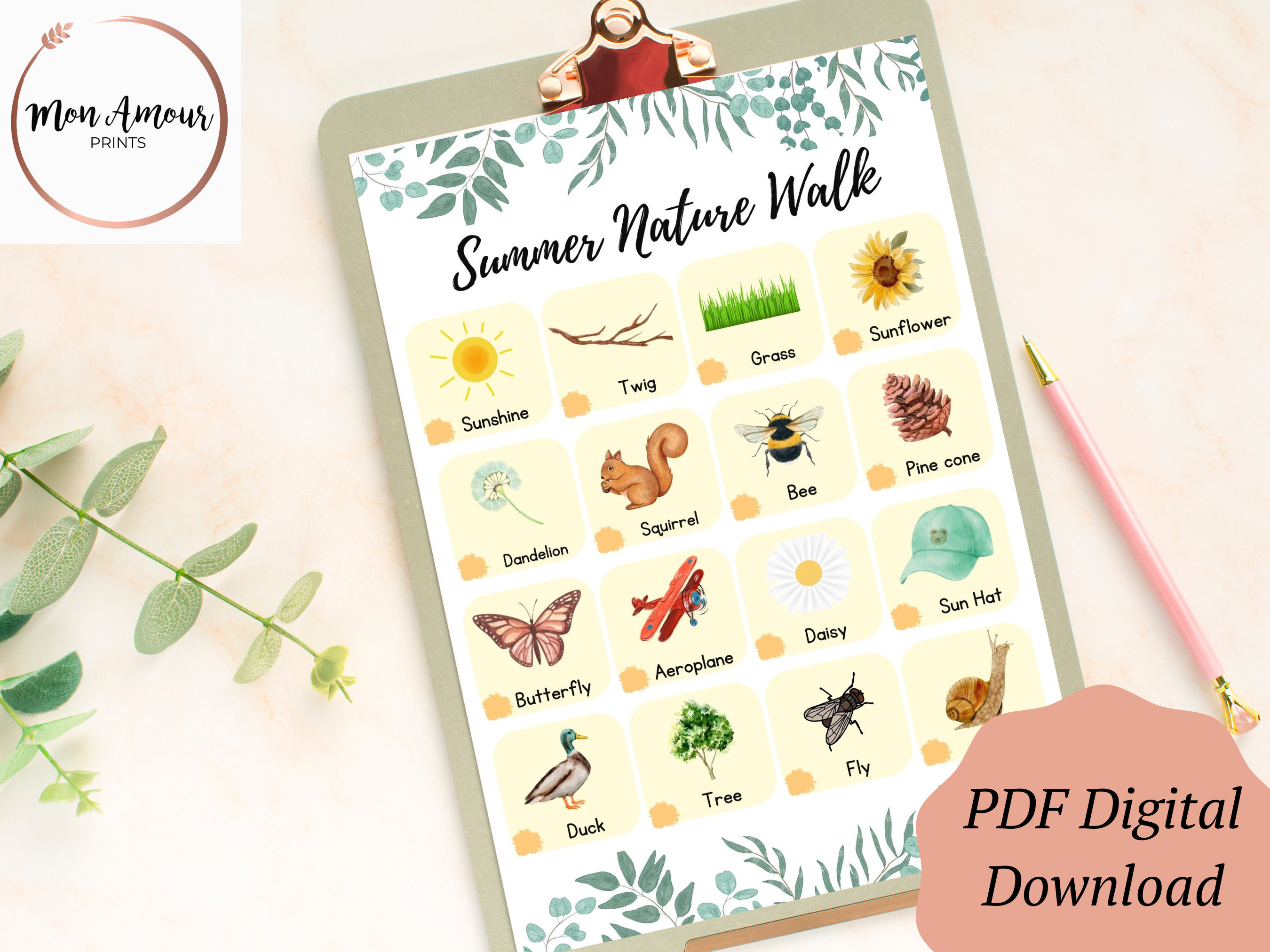 Printable Summer Nature Walk Nature Scavenger Hunt Children's Outdoor ...