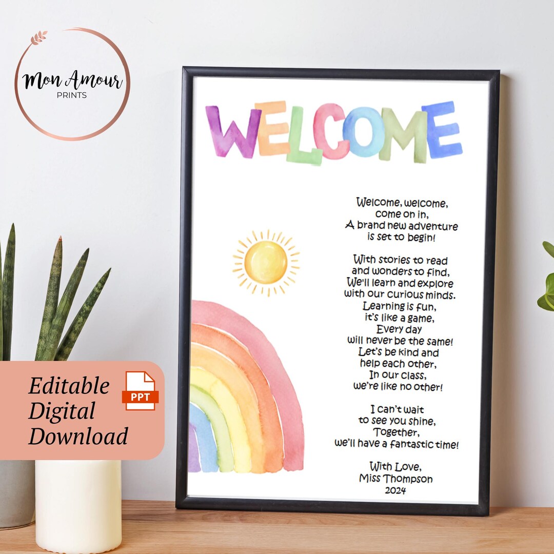 Welcome Class Poem | Welcome Print for Students | Start of School ...