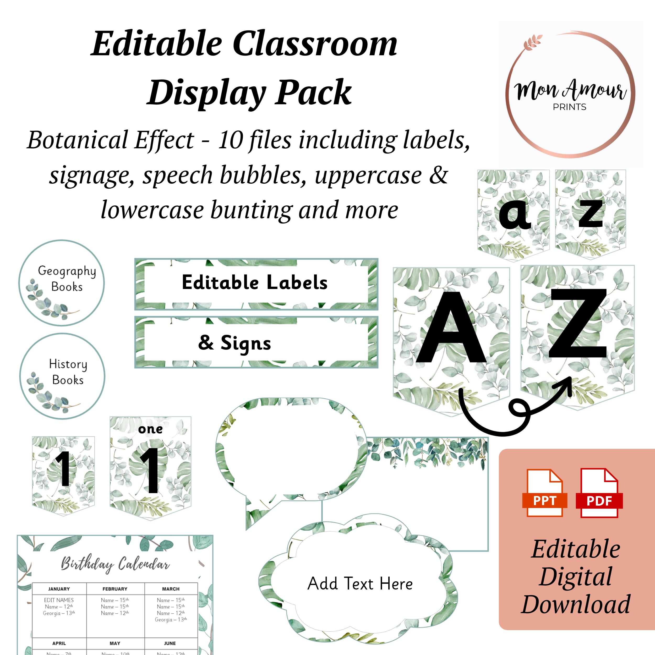 Editable Classroom Display Pack | Botanical Bunting | Display Headers ...