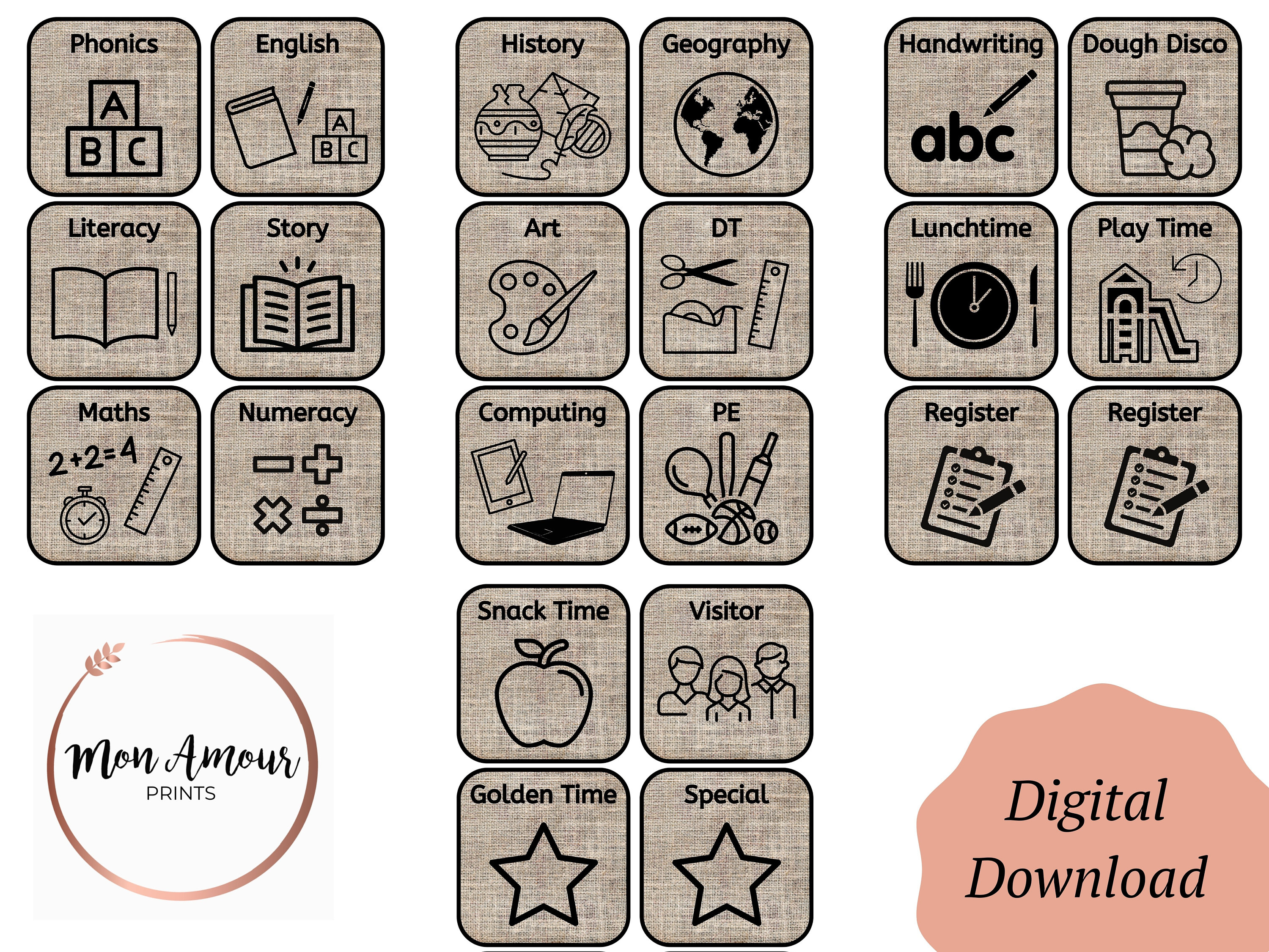 Editable Hessian Visual Timetable for Early Years, KS1, KS2 | School ...