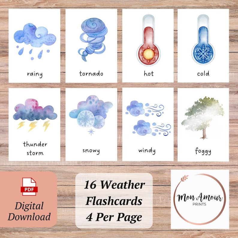 Weather Flashcards | Seasons of the Year Poster | Home School Weather ...