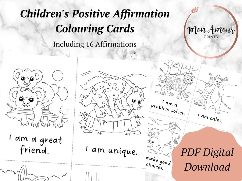 Printable Affirmation Cards to Colour Kid's Affirmation Cards Positive ...