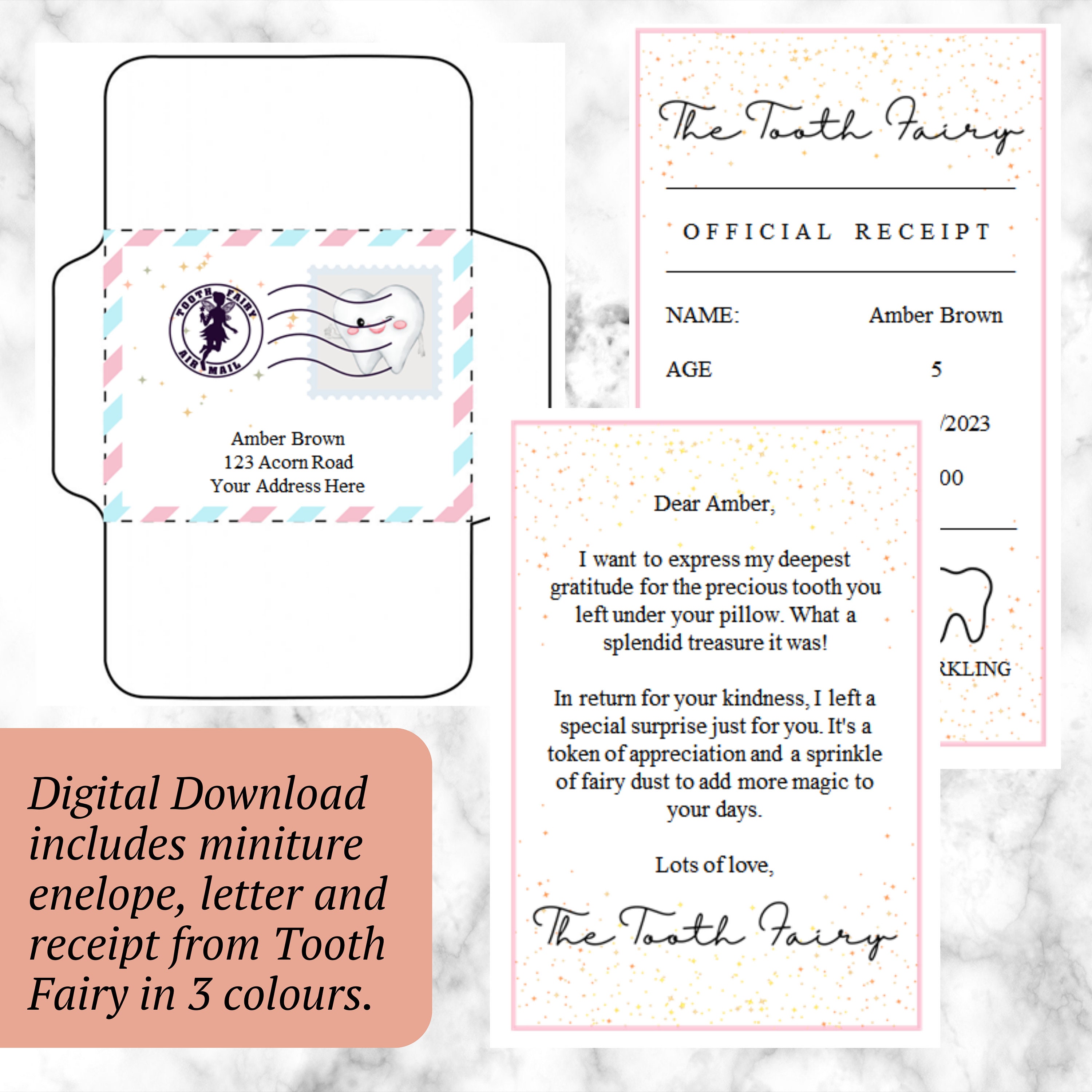 Mini Tooth Fairy Letter Tooth Fairy Receipt and Envelope Child's Lost ...