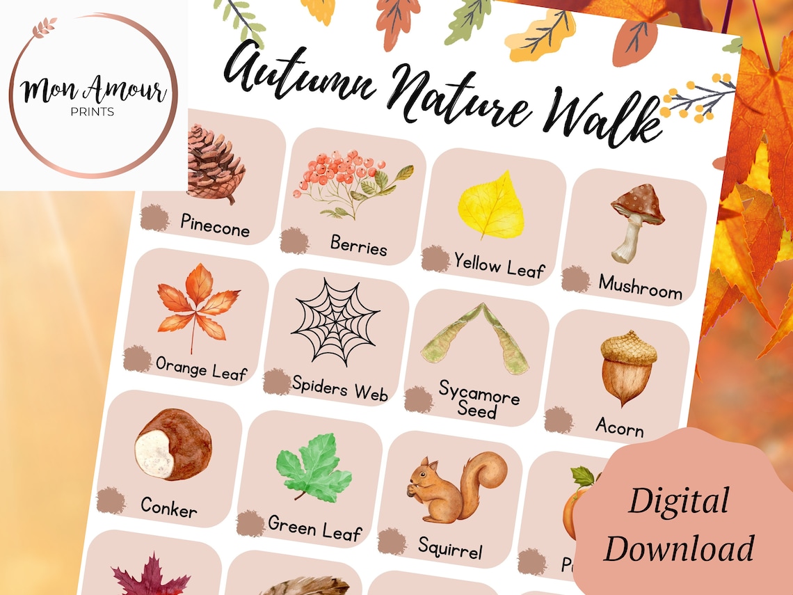 Printable Autumn Nature Walk Fall Scavenger Hunt Children's Outdoor ...