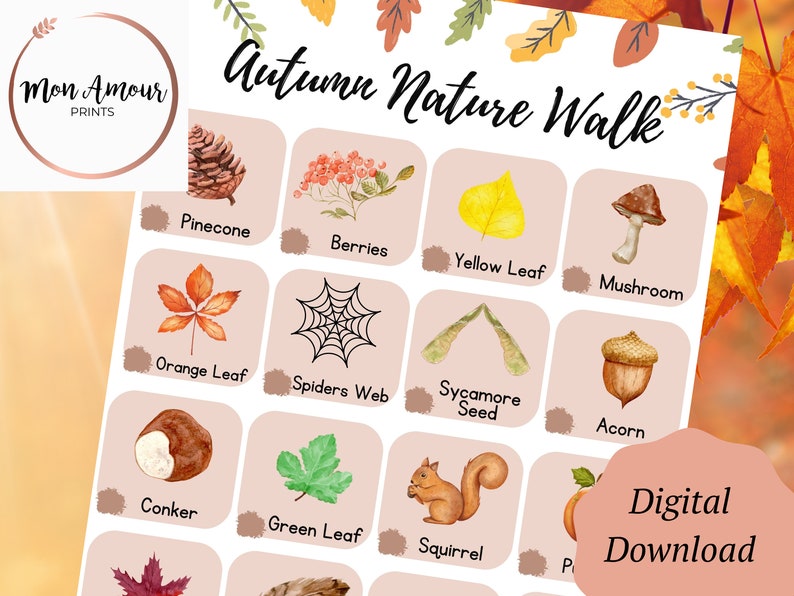 Printable Autumn Nature Walk | Fall Scavenger Hunt | Children's Outdoor ...